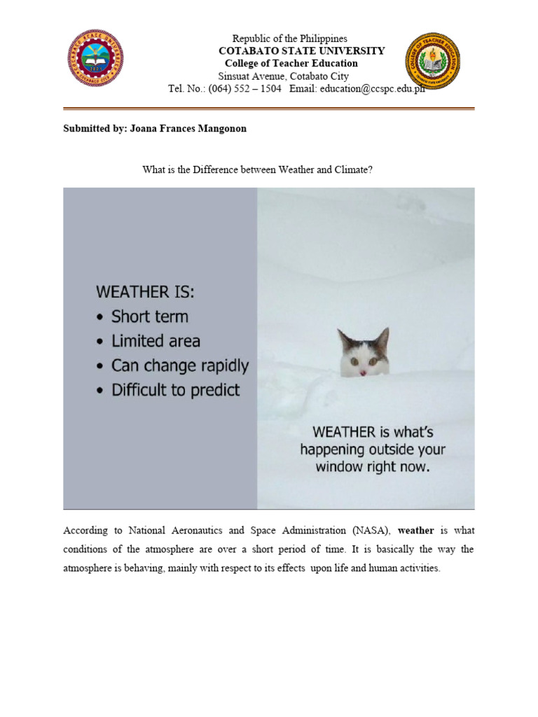 Difference Between Climate and Weather | Download Free PDF | Rain ...