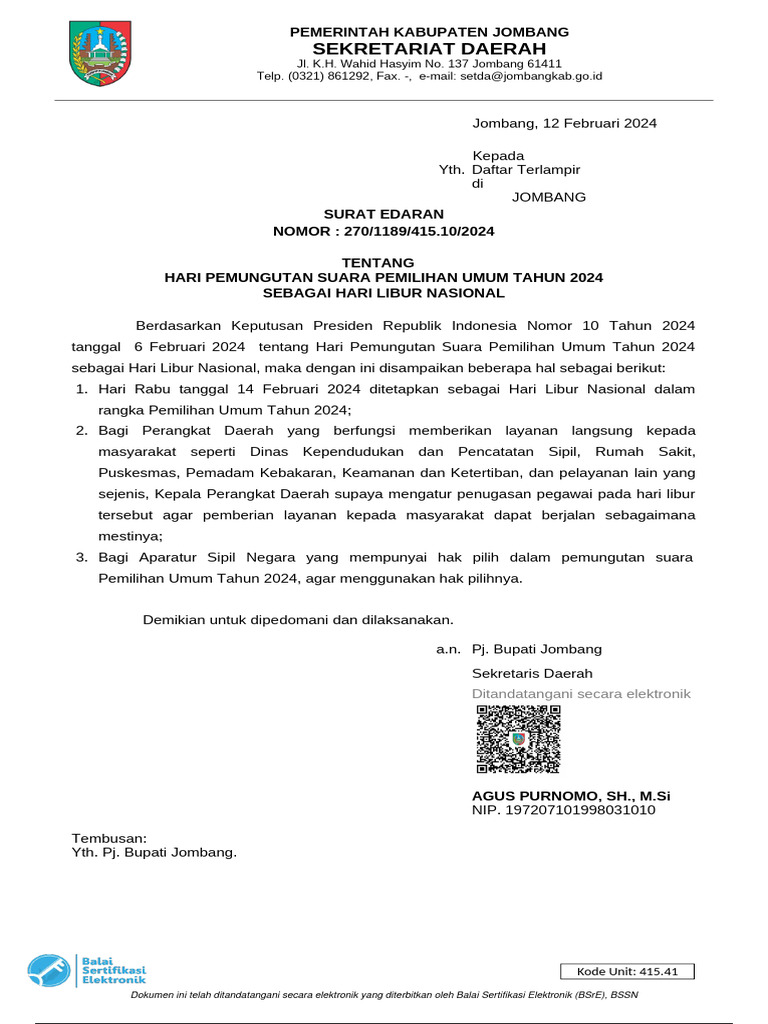 Edaran Hari Pemungutan Suara | PDF