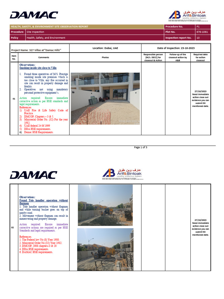 HSE-10 - HSE Site Observation Report | PDF | Occupational Safety And ...