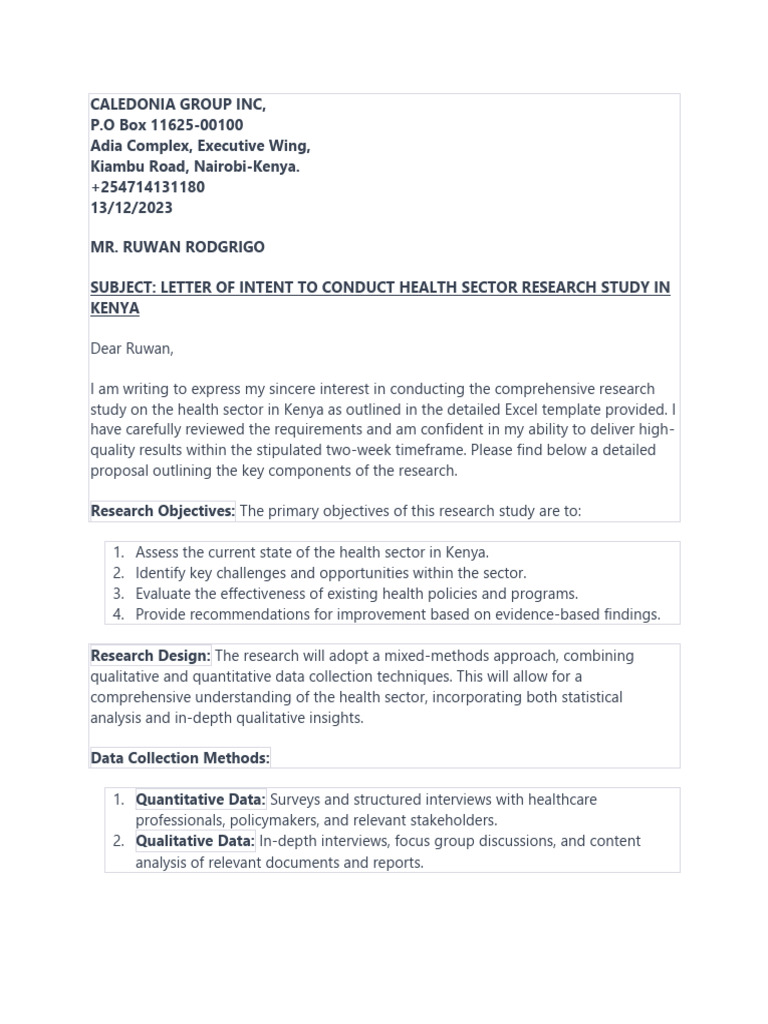 Letter of Intent To Undertake Reseach | Download Free PDF | Qualitative ...