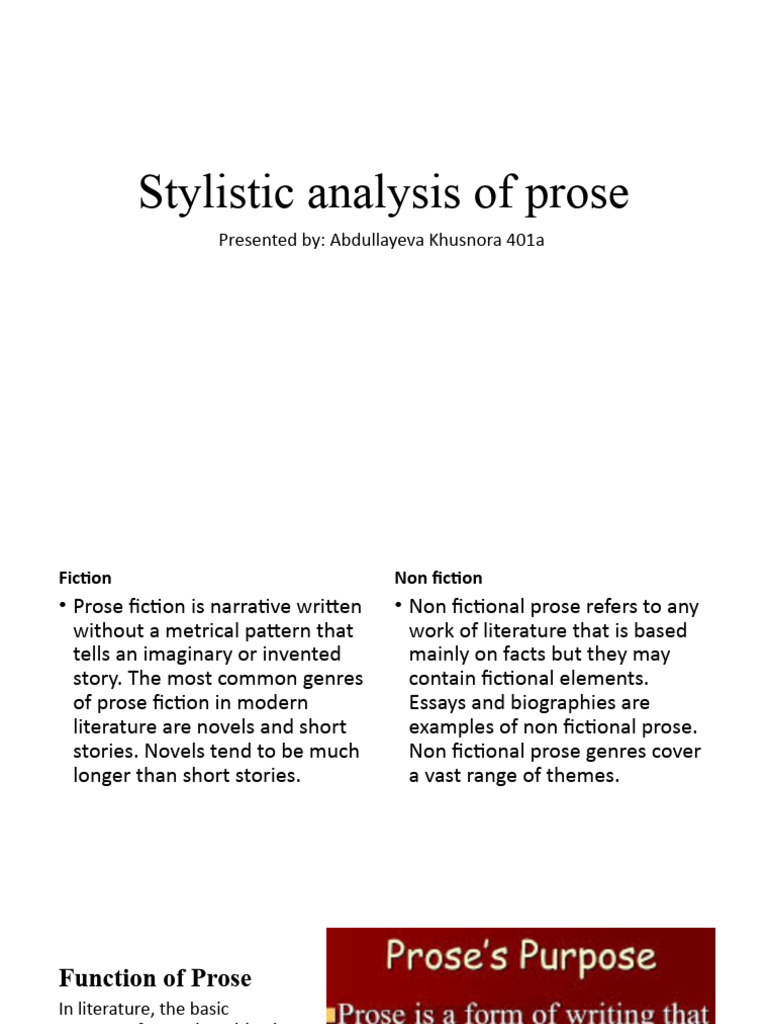 Stylistic Analysis of Prose | PDF