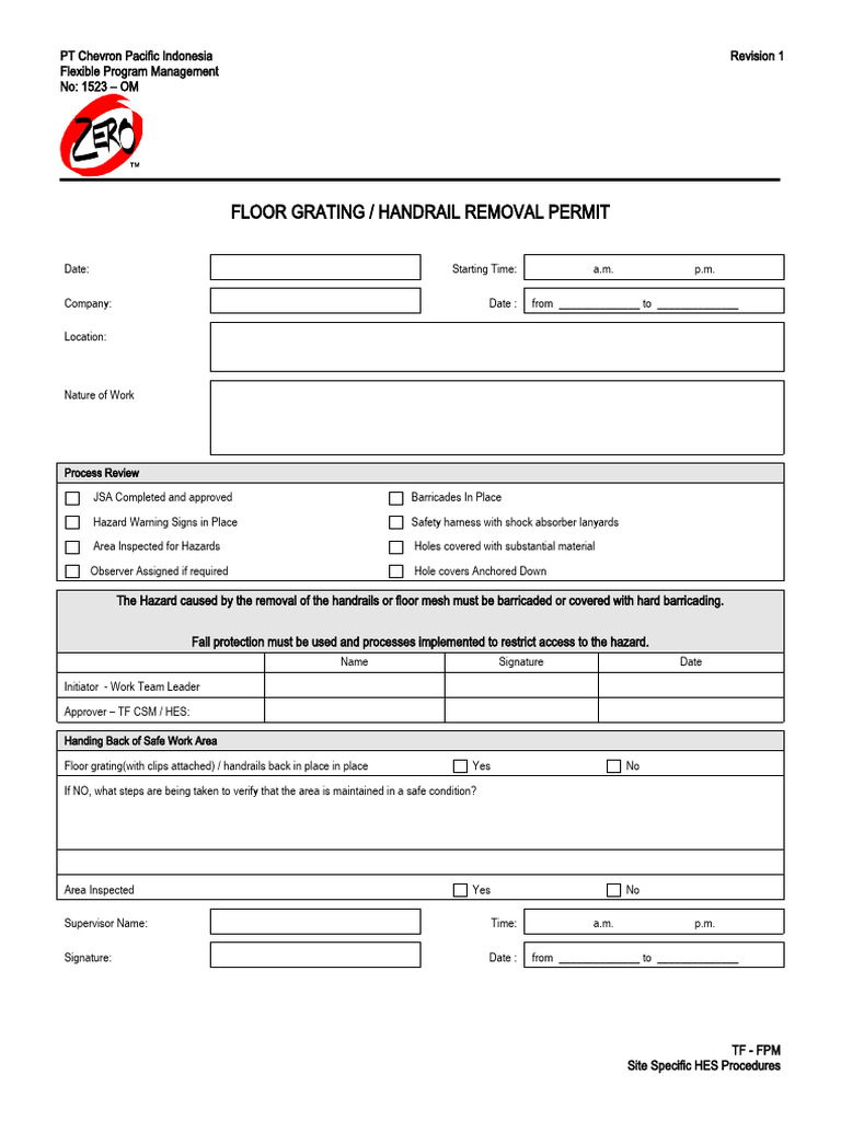 TF Floor Mesh or Handrail Removal Permit | PDF