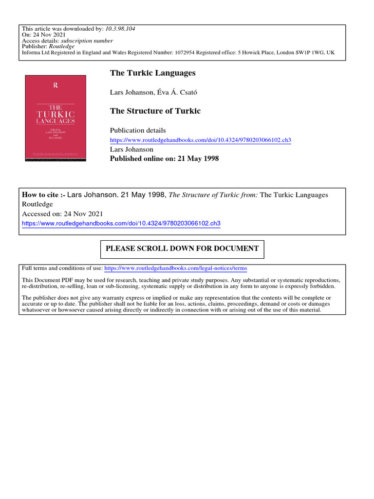 The Turkic Languages | PDF | Stress (Linguistics) | Vowel