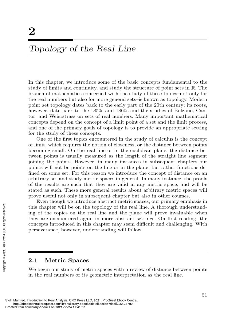 Introduction To Real Analysis - (2. Topology of The Real Line) | PDF ...