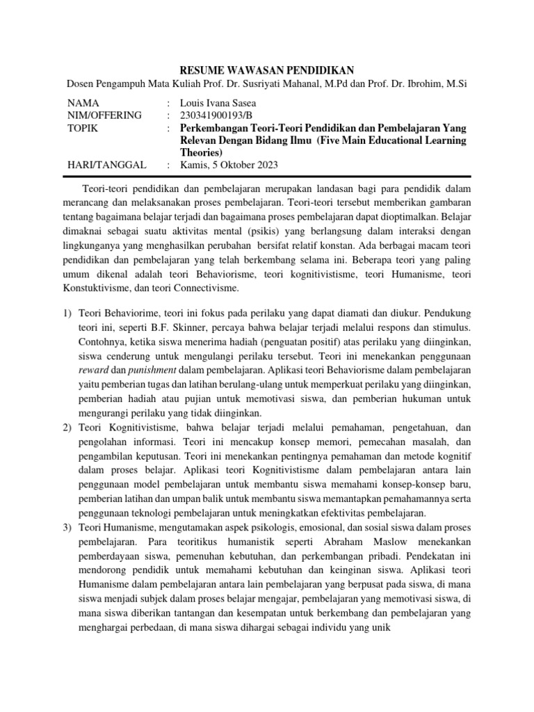 Resume Materi 3. Louis Ivana Sasea 230341900193 | PDF