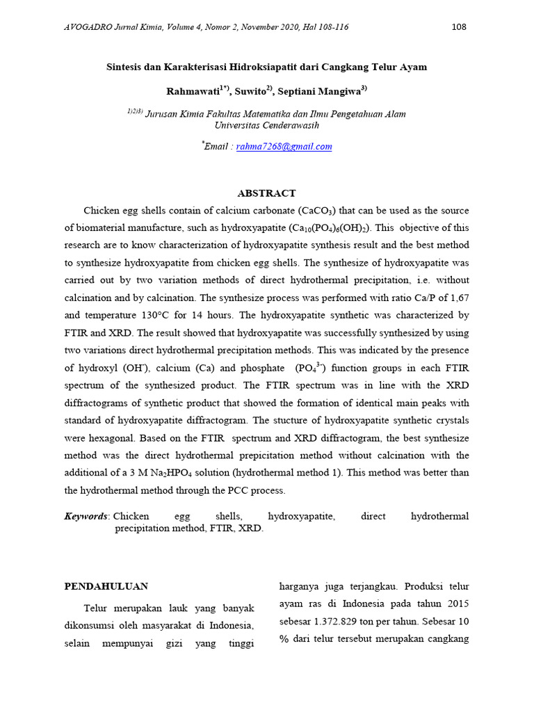 Remuzkmurawak, 04 Jurnal Avogadro Jurusan Kimia | PDF | Physical Chemistry | Applied And ...