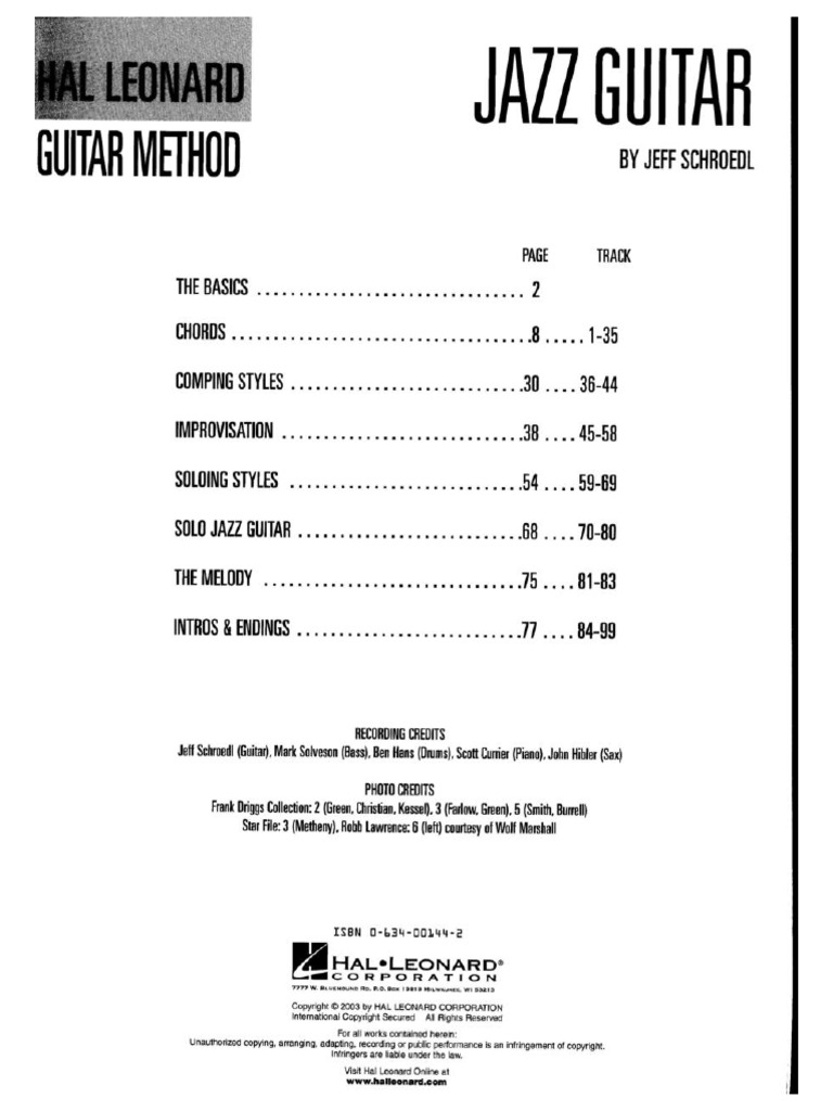 Jeff Schroedl Hal Leonard Jazz Guitar Method 2003pdf - Compress | PDF