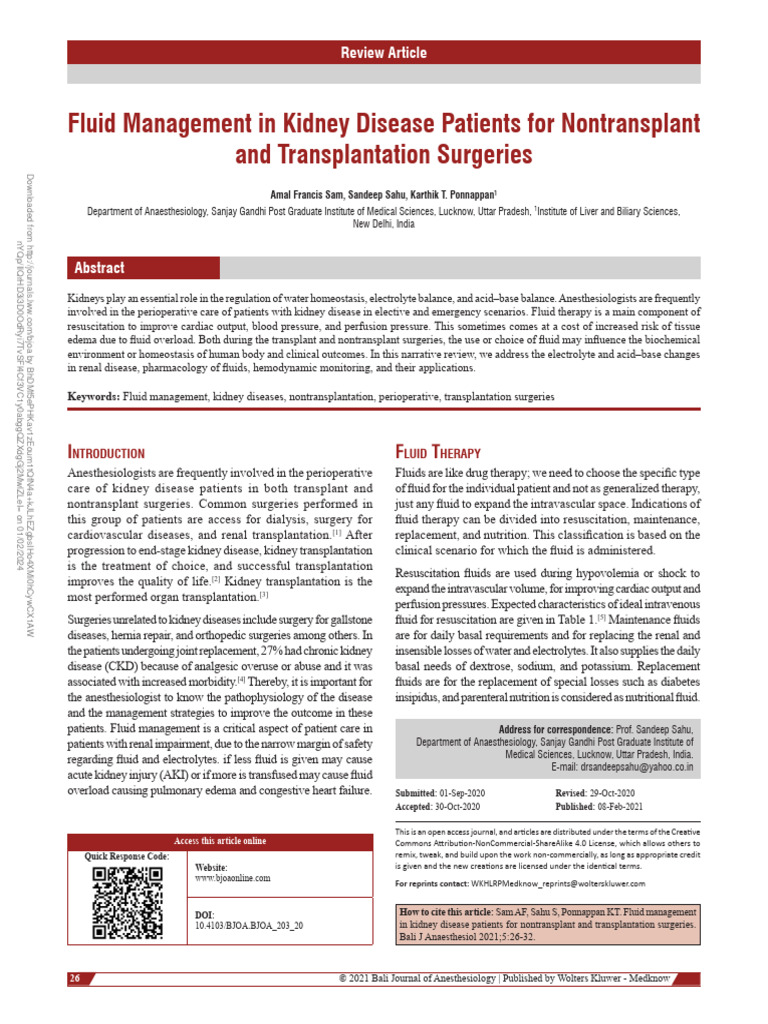 Fluid Management in CKD Patients | PDF | Chronic Kidney Disease ...