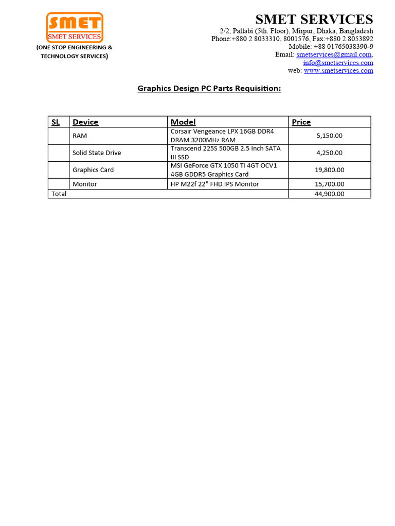 Graphics PC Parts Requisition | PDF