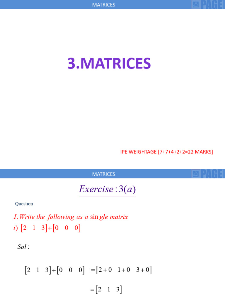 Matrices 3 (A) | PDF | Matrix (Mathematics) | Mathematical Relations