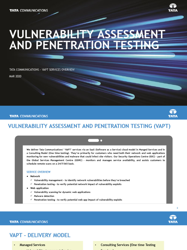 TATA Communications VAPT Service Overview | PDF | Vulnerability (Computing) | Security