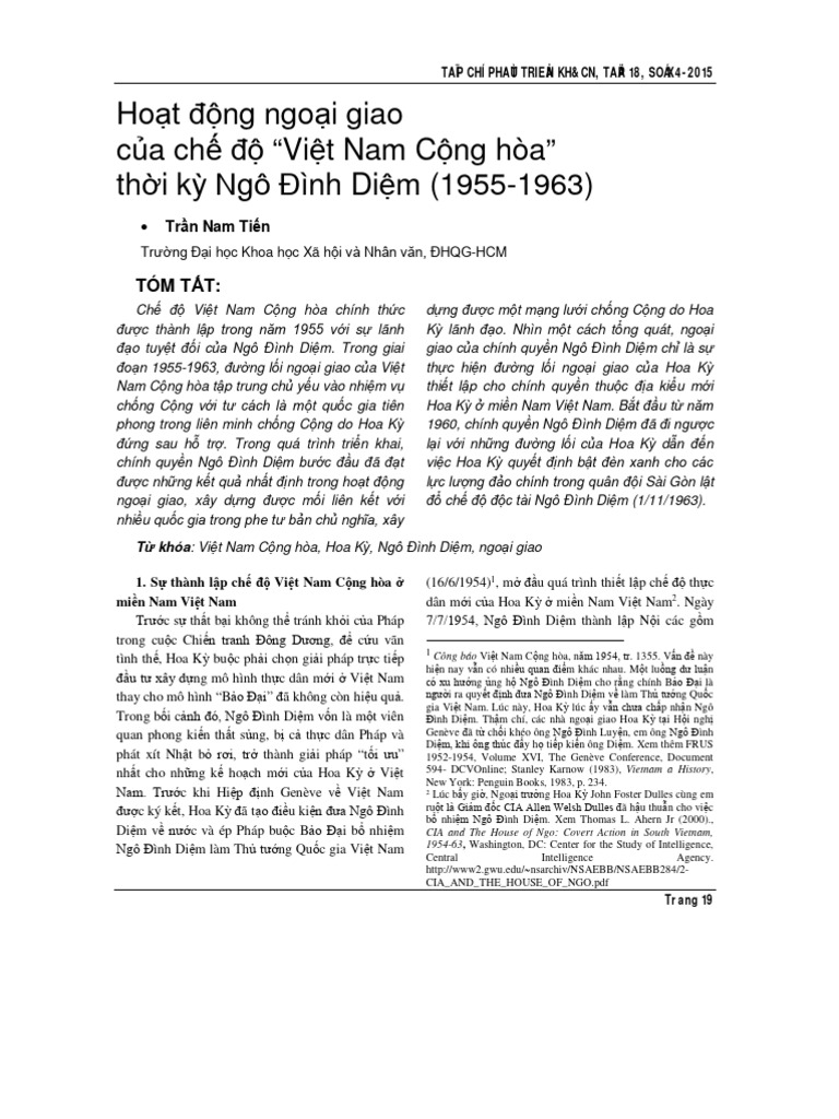 Diplomacy of The Republic of Vietnam Under Ngo Din | PDF