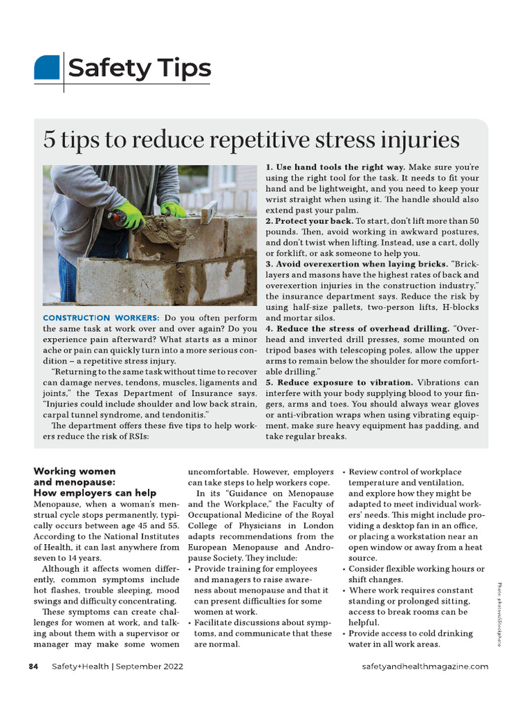 5 Tips To Reduce Repetitive Stress Injuries | PDF