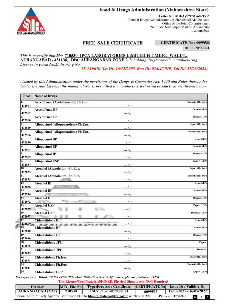 2flumequine, 110300, IPCA India, FSC | PDF