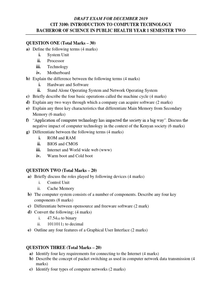 Cit 3100 Introduction To Computer Technology | Download Free PDF ...