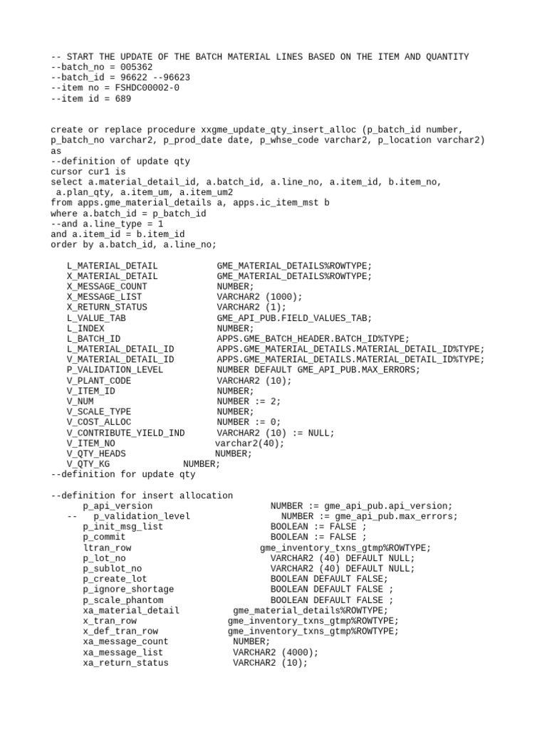 Batch Material Update Procedure | PDF | Boolean Data Type | Computer Science