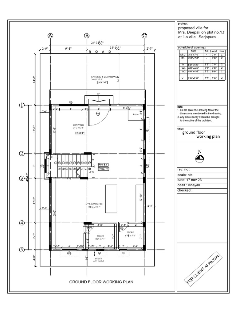 Deepali Villa 13 GF Working Drawing R1 | PDF