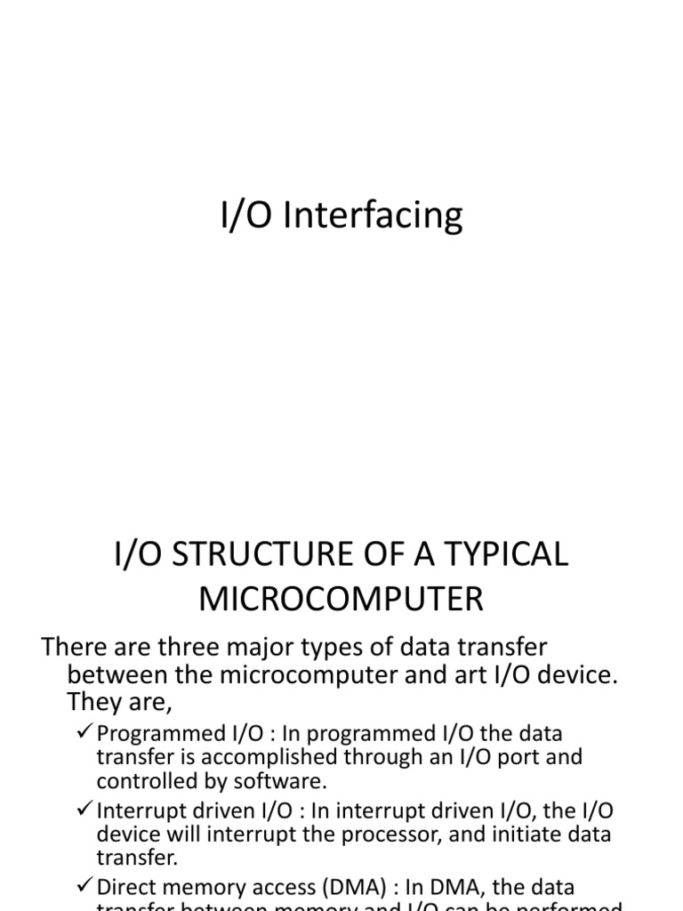 IO Interfacing | PDF | Input/Output | Integrated Circuit IO Interfacing | PDF | Input/Output | Integrated Circuit
