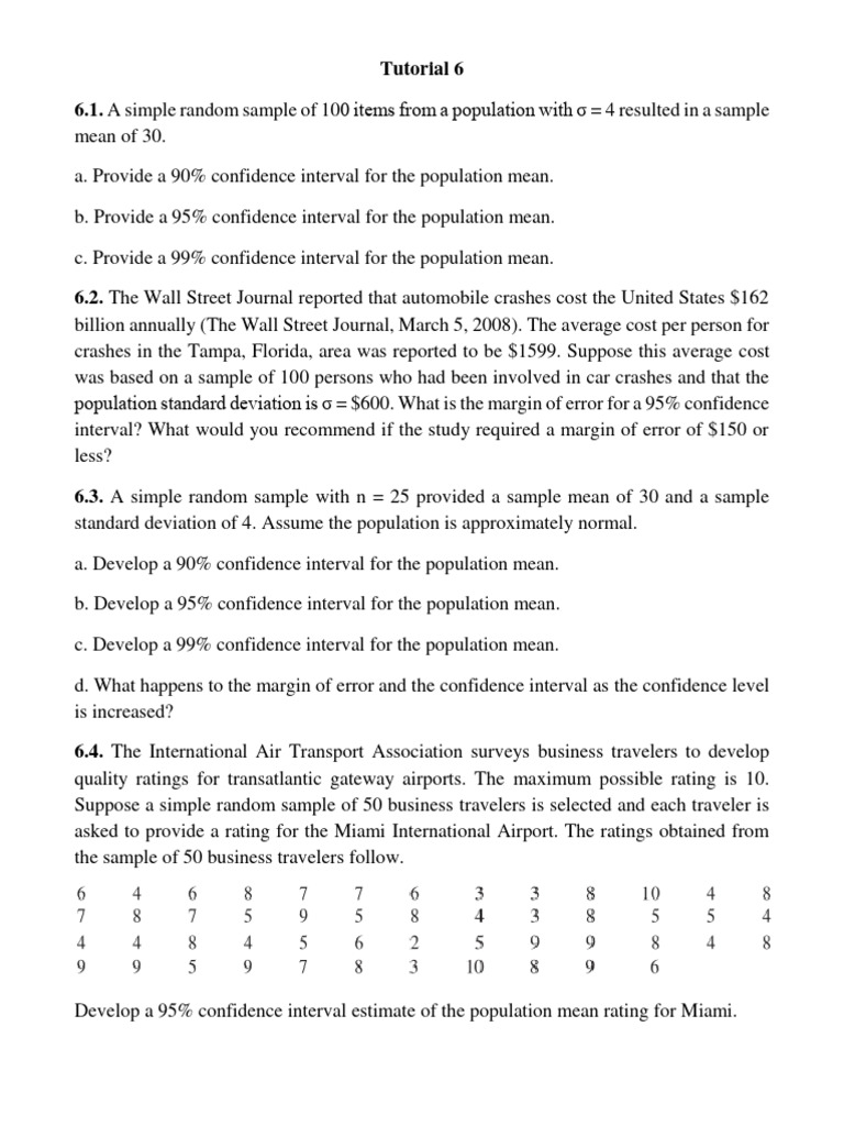 2024-Tutorial 06 | PDF | Margin Of Error | Confidence Interval