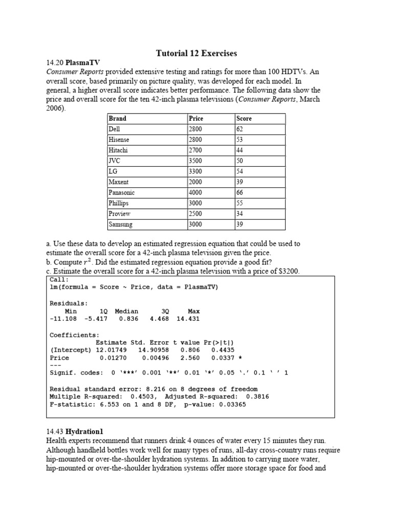 2024 Tutorial 12 Download Free Pdf Errors And Residuals Coefficient Of Determination