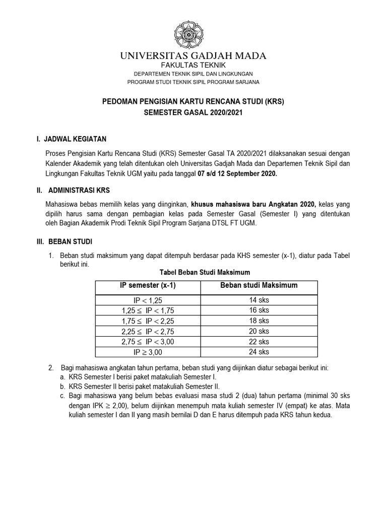 7 Pedoman Pengisian KRS Gasal TA 2020 2021 | PDF | Komputer