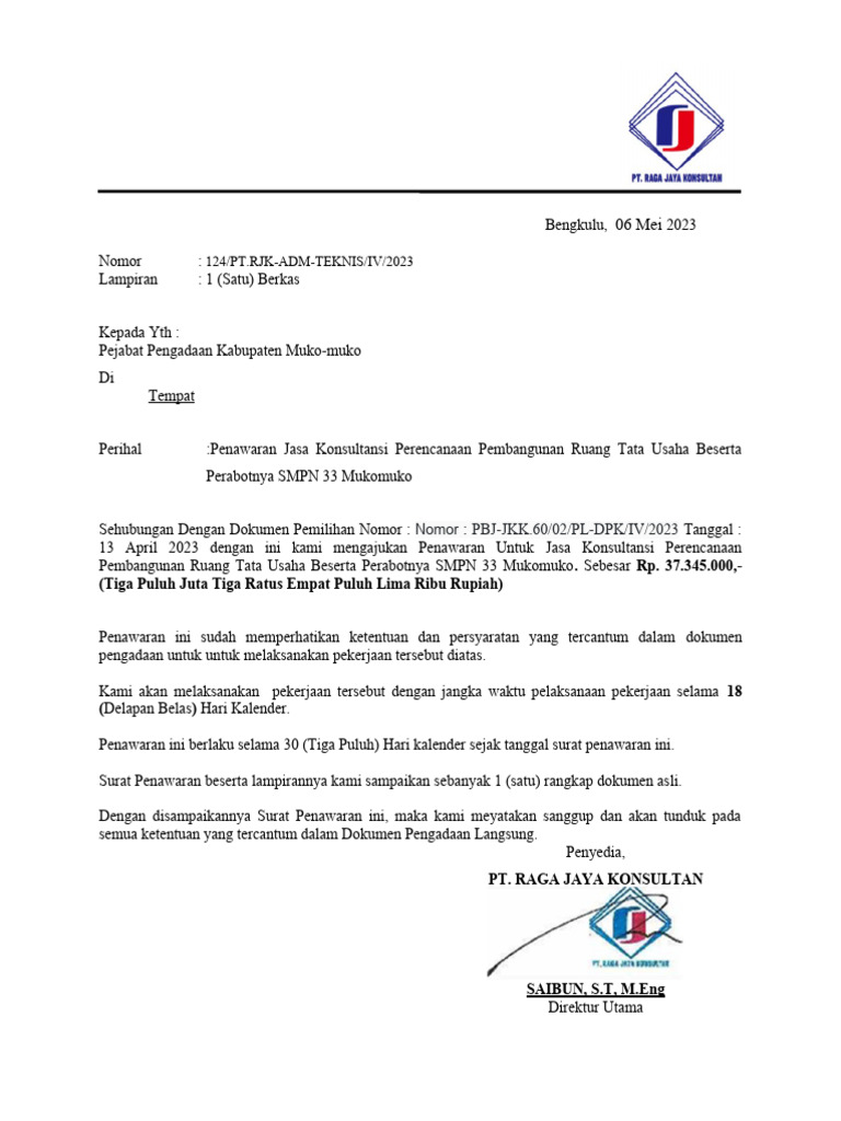 Surat Penawaran Dan Masa Berlaku Penawaran | PDF