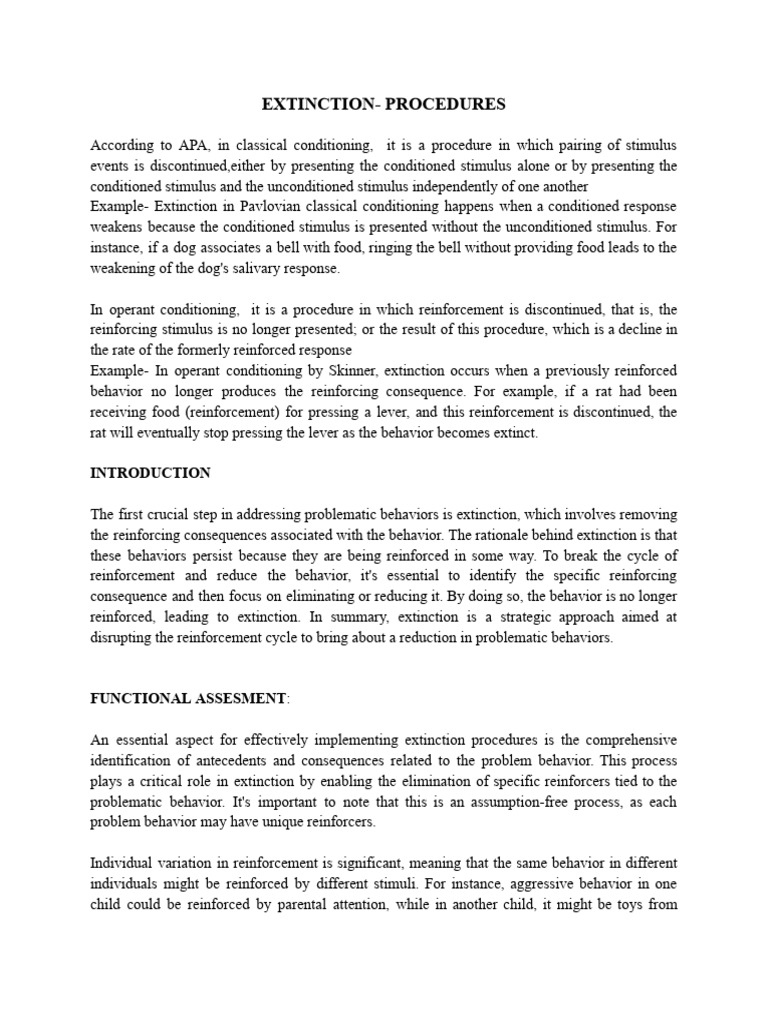 Extinction Procedures | PDF | Reinforcement | Classical Conditioning