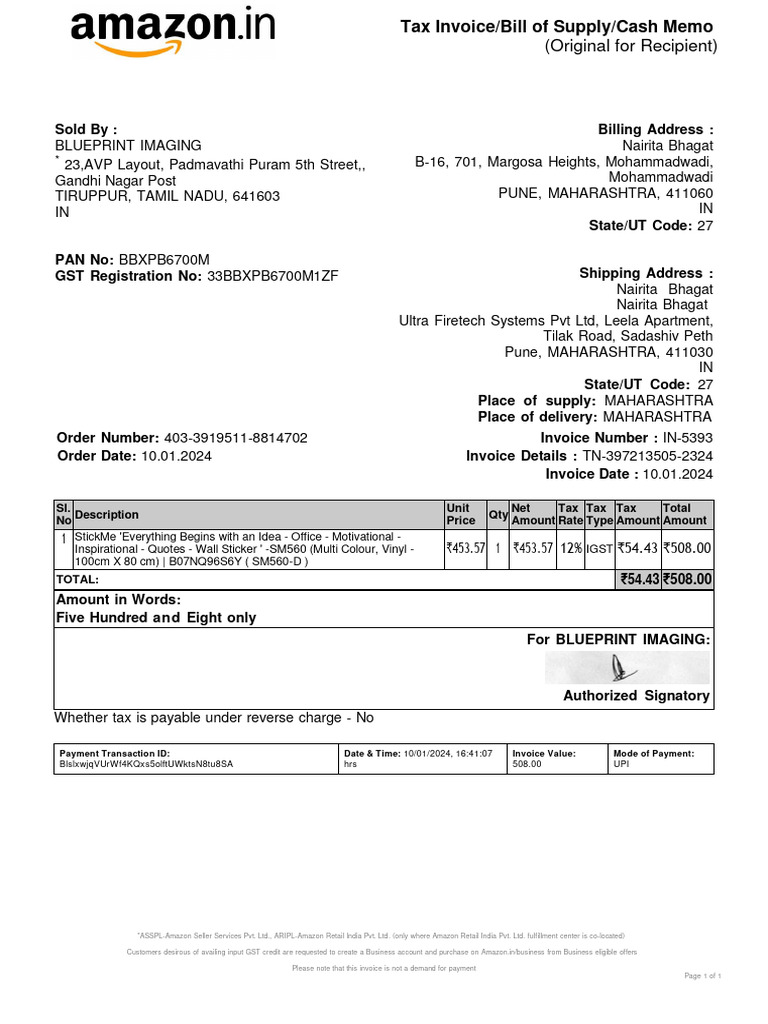 Invoice For Outside Office | Download Free PDF | Invoice | Business