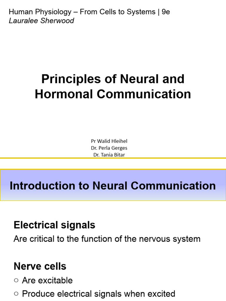 Principles of Neural and Hormonal Communication | PDF | Chemical Synapse | Cell Signaling