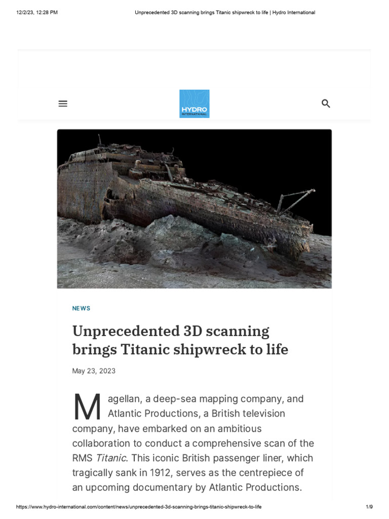 Unprecedented 3D Scanning Brings Titanic Shipwreck To Life - Hydro ...