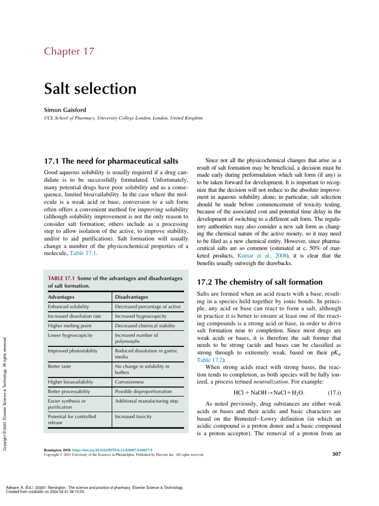 Remington Salts | PDF | Acid | Acid Dissociation Constant