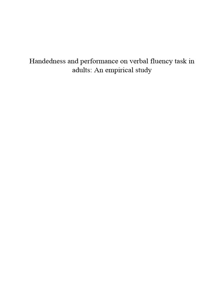 Verbal Fluency Task | Download Free PDF | Handedness | P Value