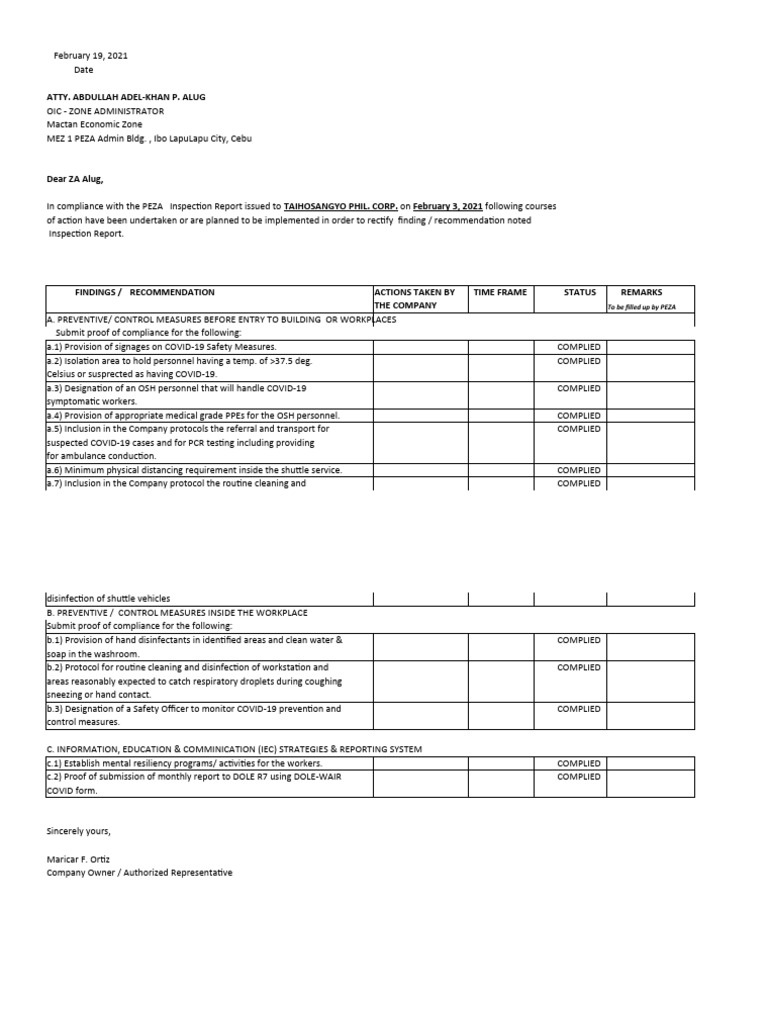 Ehsd Compliance 2021 | PDF | Epidemiology