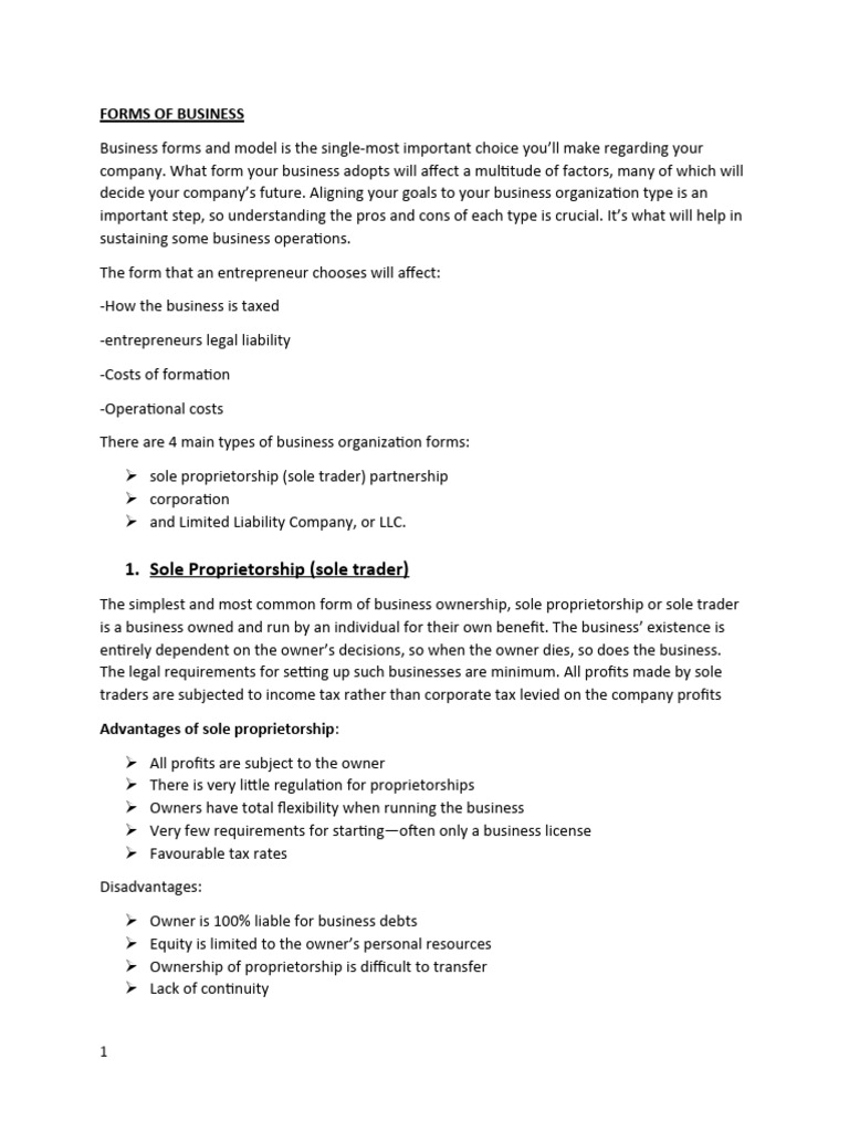 Types of Business Structures Explained | PDF | Partnership | Limited ...