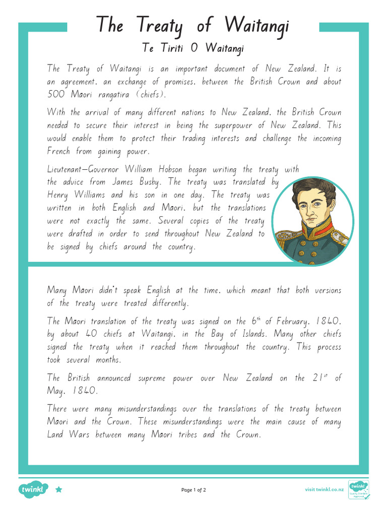 The Treaty of Waitangi | PDF | Māori | Government Of New Zealand