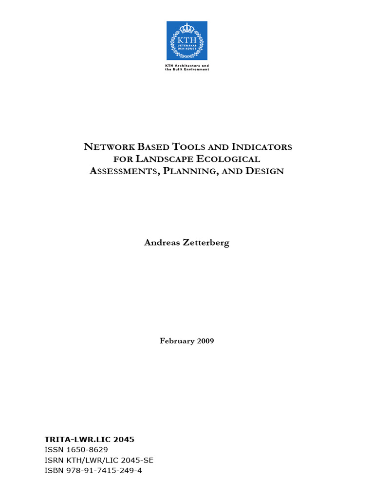 Network Based Tools and Indicators For Landscape Ecological Assessments ... Network Based Tools and Indicators For Landscape Ecological Assessments ...