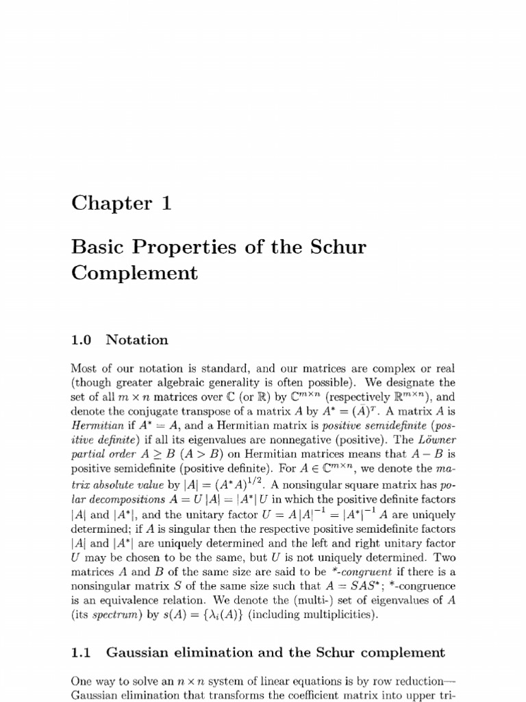 Basic Properties of Schur Complement | PDF | System Of Linear Equations ...