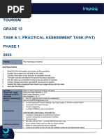 Grade 10 Tourism Skills Assessment Task 2024 | PDF | Learning | Creativity