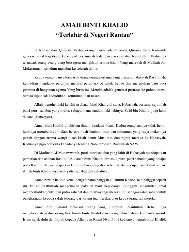 Amah Binti Khalid: Sahabiyat dan Hadits | PDF | Agama & Spiritualitas