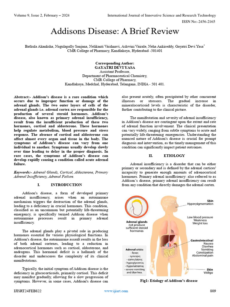 Addisons Disease: A Brief Review | PDF | Adrenal Gland | Cortisol