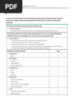 Criterios de Clasificación EULAR ACR para LES | PDF | Especialidades ...