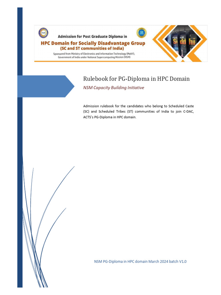 PDF - NSM - NSM Rule Book PG Diploma in HPC March 2024 | PDF | Cloud ...