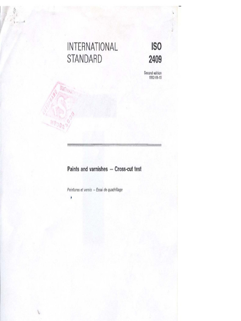 2409-1992- Paints and varnishes — Cross-cut test | PDF