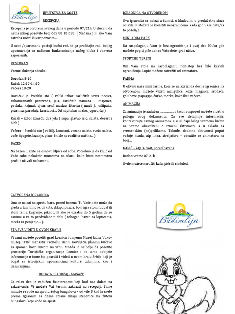 Uputstva Za Goste | PDF