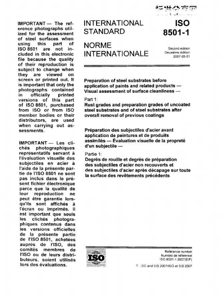 ISO 8501 Part 1-2007-Rust Grades and Preparation Grades of Uncoated ...