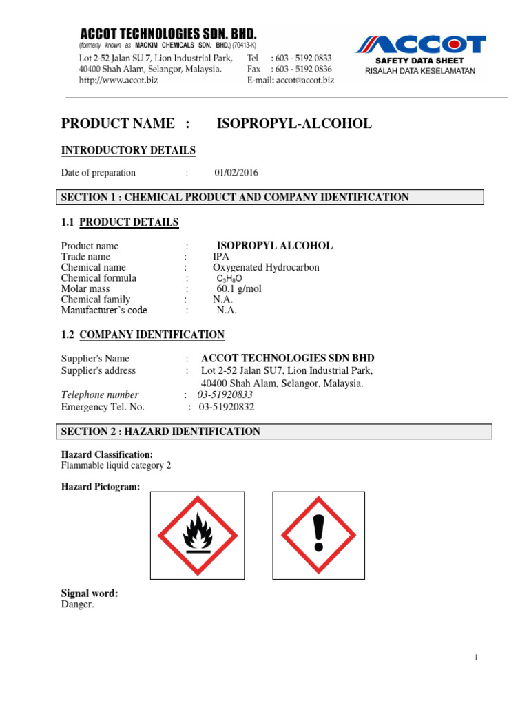 SDS Ipa (Bi) | PDF | Water | Firefighting
