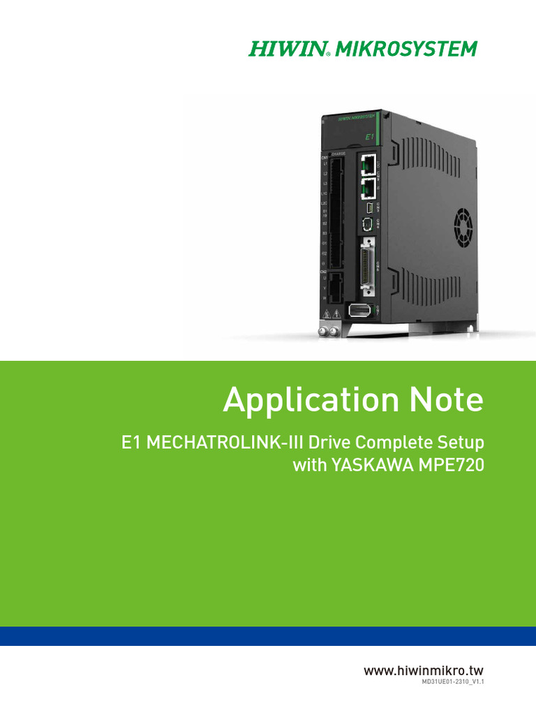 Application Note E1 MECHATROLINK-III Drive Complete Setup With YASKAWA ...