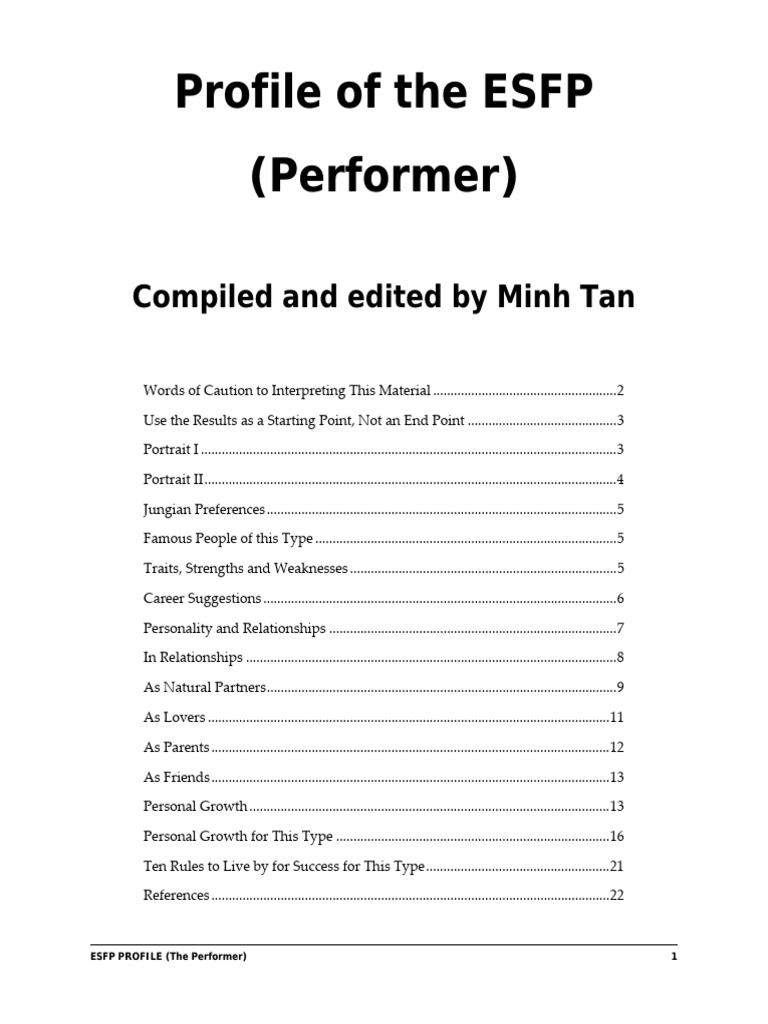 Profile of The ESFP (Performer) - Digital Citizen | PDF | Personality ...