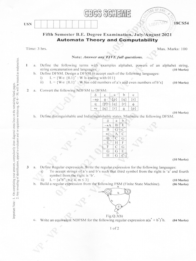 Automata Theory and computability-July-August-2021 | Download Free PDF ...