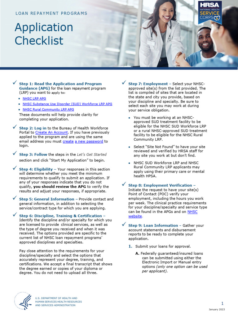 Application Checklist Pdf Loans Forbearance